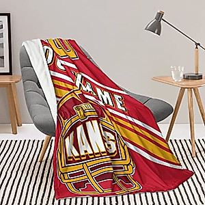 Yieking Custom Gifts for Men Football City Blanket for Bed Add Name and Number Throw Blankets, 40" x 50", 50" x 60", 60" x 80"