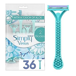 Gillette Simply Venus 2 Disposable Razors for Women, 36 count (4 packages of 9 razors)