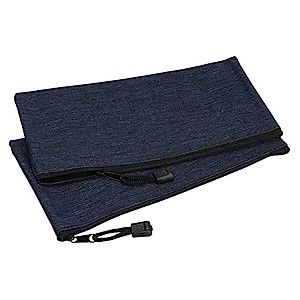 PATIKIL Canvas Zipper Bags, 5 Pack B6 Blank DIY Zip Pocket Pencil Case Stationery Pouch for Travel Craft Supply, Navy Blue