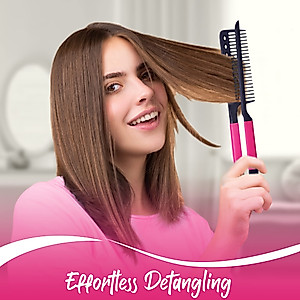 Herstyler Hair Straightening Comb - Flat Iron Comb - Hair Straightener Comb With a Firm Grip - Styling Comb for Women (Pink)