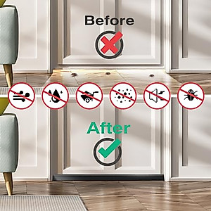 Lewondr Door Draft Stopper 36 Inch Waterproof Under Door Draft Noise Blocker Soundproof Cuttable Trapezoid Strong Adhesive Weather Stripping Door Seal Under Door for Reduce Dust Air Door Sweep, Black