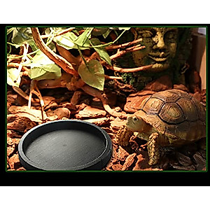 Lucky Interests 3pcs Reptile Food Water Bowl, Round Basin Tortoise Food Dish with 3 Tongs, Black Lightweight Reptile and Amphibians Feeder Shallow Reptile Food Container for Turtle, Lizard, Gecko