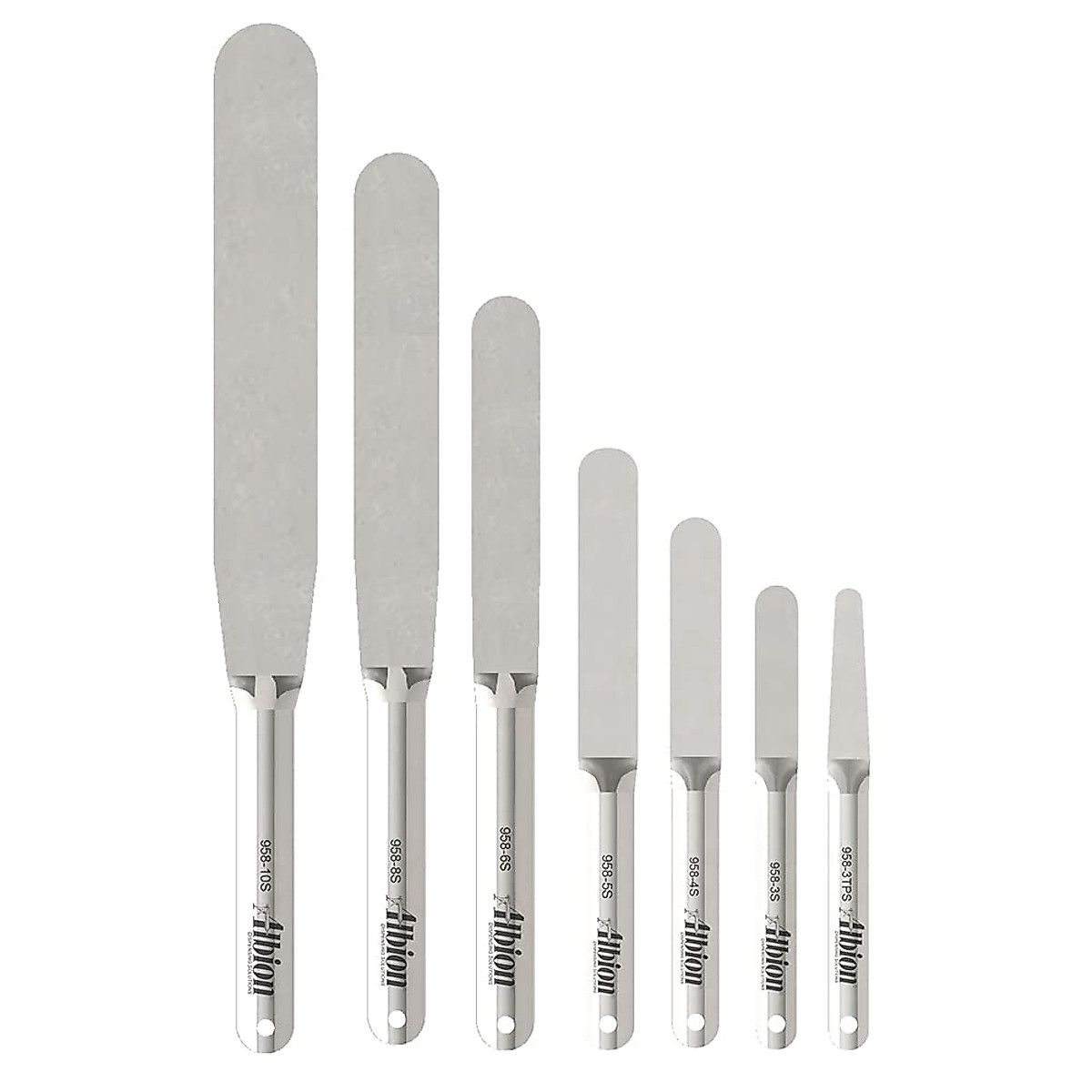 Albion Engineering 958-G01 Streamline Caulk Spatula 7-Piece Set, Оnе Расk, Stainless Steel (Pack of 7)