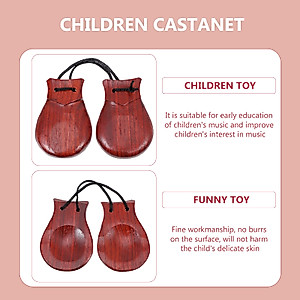 Vaguelly Spanish Castanets, 1 Pair Castanets With String Wood Nashiki Percussion Instrument for Adults