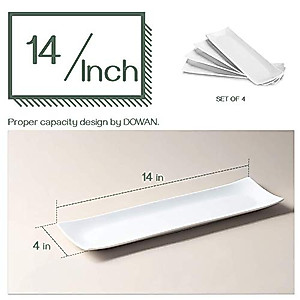 DOWAN (Set of 8) 14" Porcelain Sushi Plate for Appetizer, Meat, Dessert, Dishwasher&Oven Safe & DOWAN 12" Rectangle Serving Plates, for Thanksgiving Appetizers, Snacks, Lunch, Chips, Party