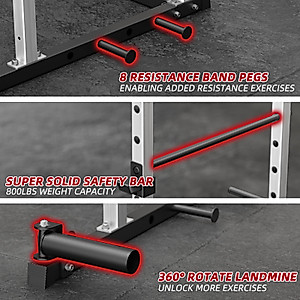 VANSWE Power Cage with LAT Pulldown Attachment, 1200-Pound Capacity Power Rack Full Home Gym Equipment with Multi-Grip Pull-up Bar, Landmine, T bar and Dip Handle
