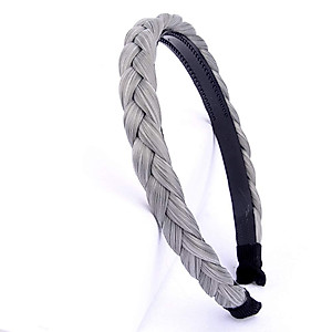 Gledola Braided Headband With Teeth Braids Hairband With Tooth Synthetic Hair Band Plaited Hairband For Women (Smoky Gray)