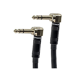 Monoprice Premier Series 1/4 Inch (TRS) Guitar Pedal Patch Cable Cord - 8 Inch - Black with Right Angle Connectors