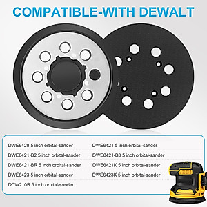 Fibvaxm 4 Pack Orbital-Sander Replacement Pad, for DeWalt DWE6421 6421K DWE6423 6423K DCW210B DWE64233 and N329079 Replacement Pad, 5 Inch 8 Hole Hook and Loop Metal for Sander Pads More Enduring