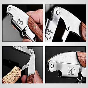 Professional Waiter Corkscrew Wine Key for Bartenders Set of 3,With Long Rosewood Handle Stainless Steel Handle Wine Opener for Bar Restaurant Waiters, Sommelier, Bartend (Big Wood 3 Packs)