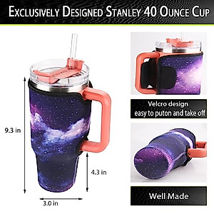 2 Pack Tumbler Carrier，Compatible with Stanley Adventure Quencher Travel Tumbler 40oz (2 starry sky purple)