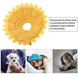 Cat Cone, Pet Recovery Collar Sunflower Shape Pet Elizabethan Collar Pet Recovery Cone Adjustable Pet Collar for Cat Dog (Size 5 Neck Circumference 29-35cm)