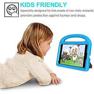 SUPLIK Kids Case for iPad Mini 5/4/3/2/1 (7.9"), Durable Shockproof Protective Handle Bumper Stand Cover with 2*Screen Protectors for 7.9 inch Apple iPad Mini 5th/4th/3rd/2nd/1st Generation, Blue