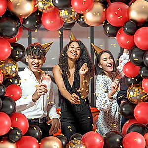 130PCS Red and Black Gold Balloons Balloon Garland Kit, Red Black Gold Baby Bridal Shower Birthday Wedding Valentines Day Party Decorations for Girl Women, Globos Para Decoracion De Fiestas