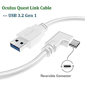 VOKOO USB C Cable Compatible for Oculus Link, USB 3.2 Gen 1 Virtual Reality Headset Cable Compatible for Oculus Quest 2, White/16ft