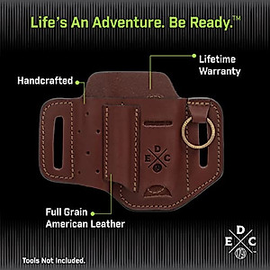 1791 EDC Multitool Sheath, Leather EDC Organizer, Belt Pouch Fits Multitool, Knife, Pen, Keys - Compatible with Heavy Duty Leatherman, Gerber, SOG Multitools - Easy Slide, Chestnut