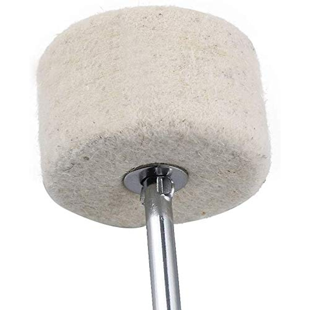 Jiayouy White Felt Bass Drum Beater Kick Drum Foot Pedal Beater Percussion Instrument Accessory Part Stainless Steel Shaft