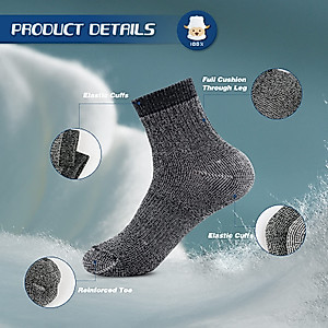 Caudblor Men's Merino Wool Hiking Socks-Thermal Warm Crew Winter Ankle Socks for Trekking,Cycling,Multi Performance,4 Pack