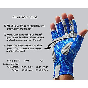 Fishoholic Fingerless Fishing Glove L/XL w' Super Grip UPF50+ UV Sun Protection for Men and Women Kayaking Hiking Paddle Board Paddling Rowing Canoe (BlueCamo, L/XL)
