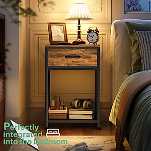 Kitstorack Night Stands Set of 2,End Tables with Drawer for Bedroom Side Table for Home, Small End Table Brown Wood Night Stand Bedroom Nightstands Bedside Table Set of 2 Bedroom Furniture