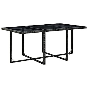 QZZCED 11 Piece Patio Dining Set with Cushions,Outdoor Bar Table,Patio Bar Set,Modern Outdoor Furniture,Dining Bench with Back,Bistro Set,for Patio Deck Garden,Backyard & Lawn, Poly Rattan Black