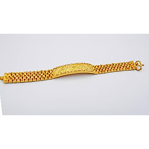 arrawana77 Guardian lions Thai Gold Plated Bangle 24k Thai Baht Yellow Gold Filled Jewelry Bracelet 7 Inch 32 Grams 13 mm