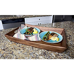 Lipper International Acacia Curved Serving Tray, 19.88" x 14" x 2.5"