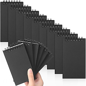 Tenceur 18 Pcs Mini Spiral Notebook 3" x 5" Top Bound Small Spiral Notepads Pocket Notebook Spiral Memo Pads 120 Pages Sketchbook College Ruled Journals for Kids Home Office School (Black)