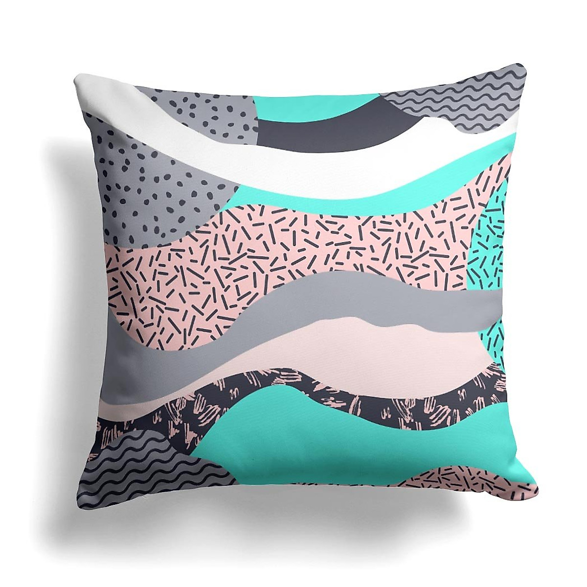 iiRov Summer Design Ink-Fuzed Decorative Throw Pillow - Retro Summer Mint and Coral