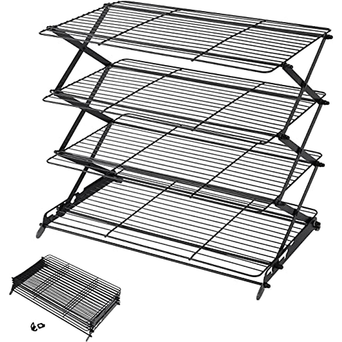 Geesta 2/3/4-Tier Upgraded Collapsible Cooling Rack with Adjustable 3 Setting Design Stackable Roasting Cooking Drying Wire Cooling Rack for Cookies Baking Gifts for Women