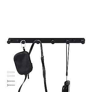 Potaosey Black Wall Coat Rack, 17in Wall Mounted Coat Rack with 6 Hook,Modern Style Coat Rack Wall Mounted,Metal Coat Hooks Rail for Coat Hat Key Bathroom Entryway