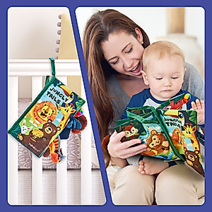 Baby Books Tummy Time Toys, Baby Toys 0-6 Months Touch Feel Soft Cloth Crinkle Books for Babies, Stroller Baby Toys 0-6 Months, Montessori Toys for Babies 0-6 Months Baby Gifts for Newborn Girl, Boys