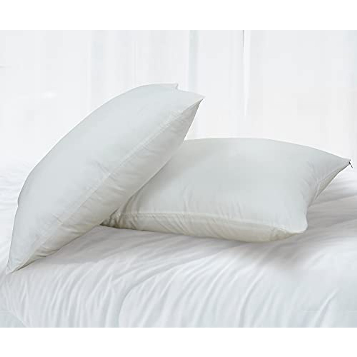 Royale Linens Waterproof Queen Pillow Protector 2 Pack - 20x30 Inches - Pillow Encasement - 100% Microfiber - Zippered Closure - Pillow Case - Smooth & Breathable (Queen, Pack of 2, White)