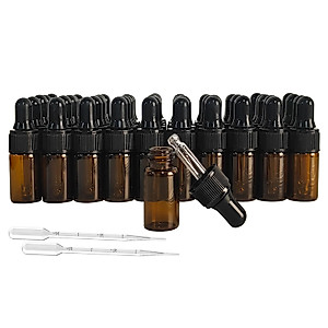 AGENIZ 50PCS Amber Mini Dropper Bottle 3ML Essential Oil Dropper Sample Bottle Glass Bottle with Dropper, Suitable for Essential Oil, Cosmetics, Travel Perfume