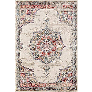 Luxe Weavers Oriental Beige 8x10 Area Rug, Non-Shedding Boho Chic Medallion Carpet
