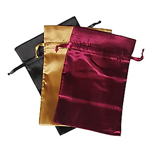 Tarot Bags Fall Colors Satin Bundle of 3: Wine Black and Gold (6" X 9" Each)
