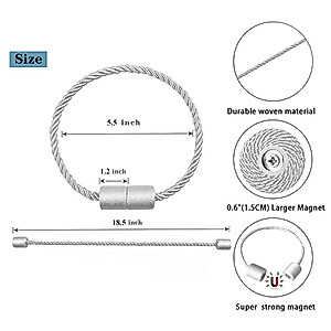 XDerlin 2 Pack Strong Magnetic Curtain Tiebacks Outdoor Decorative Tie Backs Modern Rope Tiebacks Modern Handmade Tie Backs Decorative Curtain Holdbacks for raperies- White