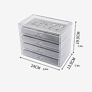 Yalych Jewelry Box Jewelry Case Clear Acrylic Jewelry Box With 4 Drawers For Earring Bangle Bracelet Necklace And Rings Storage Jewelry Organizer