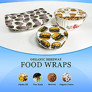 Reusable Beeswax Wrap - 10 Pack Eco-Friendly Beeswax Food Wraps | Zero Waste, Organic, Sustainable, Reusable Plastic & Silicone Free Beeswax Wraps for Food Storage | 5S, 3M & 2L
