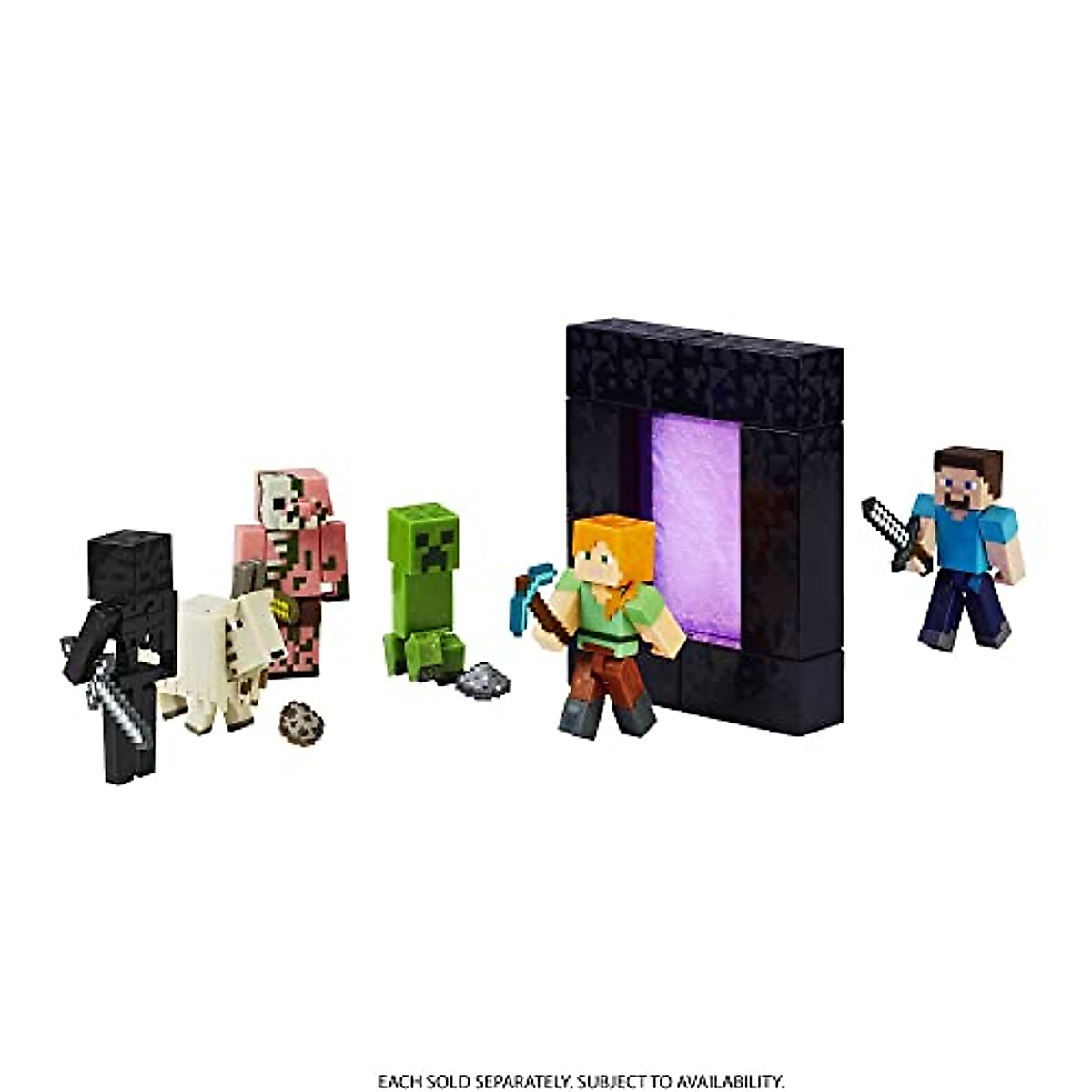 Minecraft Creeper Action Figure, 3.25-in, with 1 Build-a-Portal Piece & 1 Accessory, Building Toy Inspired by Video Game, Collectible Gift for Fans & Kids Ages 6 Years & Older
