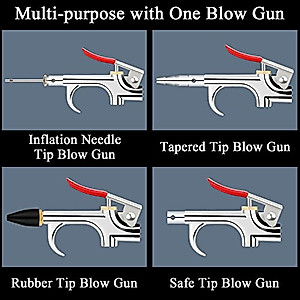 Air Compressor Accessories, Creallr 20 Pieces Air Compressor Tool Kit Air Hose Fittings with 1/4 Inch NPT Plug/Connect/Coupler, Air Blow Gun, 25Ft Recoil Air Hose and Dual Head Air Chuck