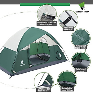 GEERTOP 2 Person Camping Tent with Dog Room Gear Storage Compartment, Lightweight 3 Season Backpacking Tent 2 Room Mesh Divider for Camp Hiking Outdoor Travel with Pet