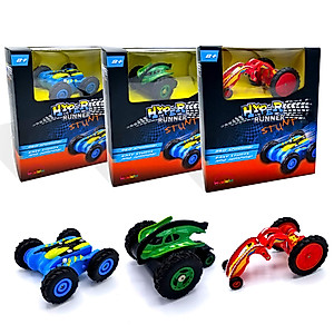 MUKIKIM Hyper Runner Stunt - Blue – Remote Control Race Car Rocks Super High-Speed Stunts & Moves! 360° Spins & Double-Sided Runs with Fun Light! Quick USB Charge. Not Your Normal RC Car!