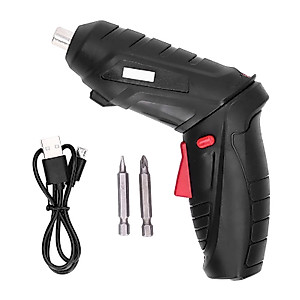 Cordless Screwdriver,Small Electric Screwdriver with 2pcs Bit Tool Set Kit,3N·m High Torsion and 180rpm High Speed Power Screwdriver,for Drilling Punching Screwing Repair(Black)