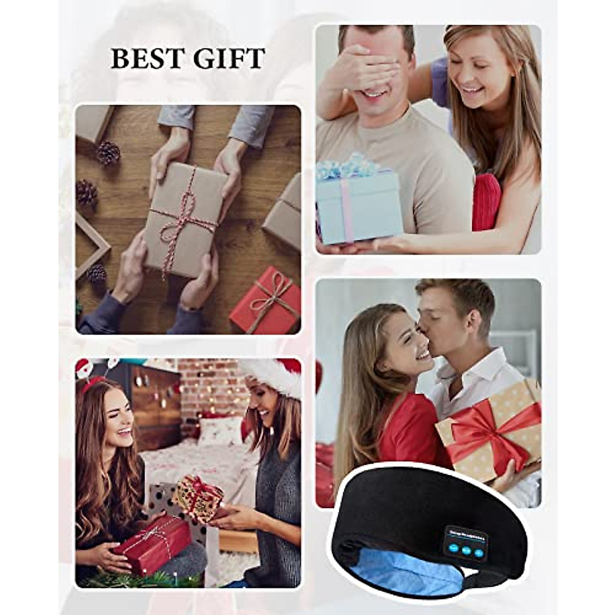 Sleep Headphones Sleep Mask Headphones, Wireless Eye Mask, Adjustable&Washable Music Travel Sleeping Headset with Built-in Speakers Microphone Hands-Free for Air Travel,Siesta and Sleeping