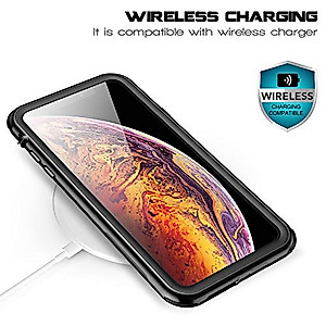 Eonfine for iPhone X Case/iPhone Xs Case Waterproof, Built-in Screen Protector Full-Body Clear Call Quality Heavy Duty Shockproof Cover Case for iPhone X/iPhone Xs (Black)