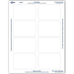 Avery 74459 Neck Hang Badge Holder w/Laser/Inkjet Insert, Top Load, 3h x 4w, White (Box of 100) & Avery Flexible Name Tag Stickers, White Rectangle Labels, 80 Name Badges, 2-1/3" x 3-3/8" (25395)