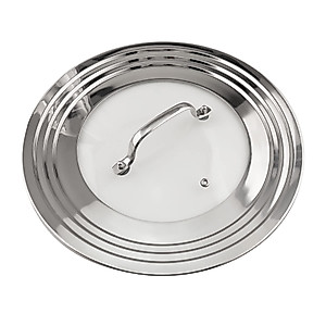 Morikavo Stainless Steel Universal Lid for Pots, Pans and Skillets-Fits 7" to 12" Replacement Frying Pan Cover and Cast Iron Skillet Lid