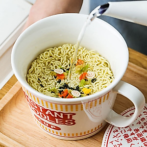Hanghaijia Instant Noodle Bowl Ceramic with Cover, Creative Ramen Soup Bowl Mug Cover Student Lunch Box Bowl (Color : Red, Size : M)