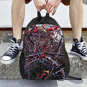 QQLADY Rose Hip Plant Berries Travel Backpack for Women Men Carry On Backpack Waterproof 15.6inch Laptop Backpack Hiking Casual Bag Backpack